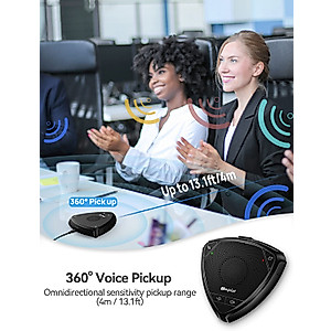 USB Speakerphone, Lepist Computer Speakers with Microphone for 4 People Business Conference 360° Voice Pickup, USB Skype Speakerphone Conference Call Speaker with Microphone, Plug and Play, LE2101N