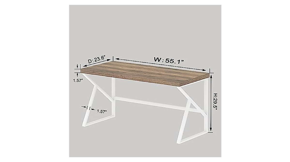 HSH Farmhouse Desk - Stylish 55-Inch Modern Home Office Desk