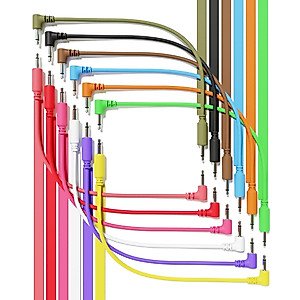 ExcelValley - Hybrid Mono Modular Patch Cables - TS 3.5mm 1/8" - Eurorack Synth Synthesizer [12-Pack | 20 cm - 7.87"]