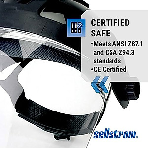 Sellstrom Face Shield - Single Crown Full Safety Mask for Men & Women - Clear Polycarbonate - Ratchet Headgear - S32010