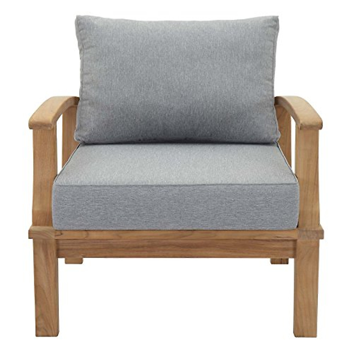 Modway EEI-1143-NAT-GRY-SET Marina Premium Grade A Teak Wood Outdoor Patio Armchair, Natural Gray