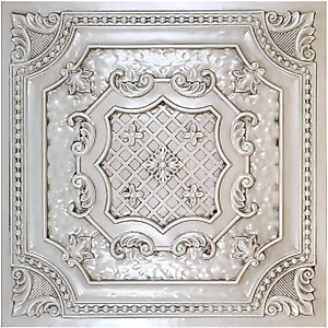 Faux Tin Glue up or Drop in Ceiling Tile TD04 Antique White. Pack of 10 2'X2' tiles ~ 40 sq.ft. Easy to install PVC panels, great for DIY projects. Gorgeous antique vintage look ceilings 3D wall decor