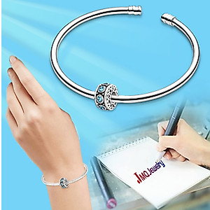 JMQJewelry Birthstone Birthday March Dog Mom Animals Fits Pandora Womens Beads Charms for Bracelets Love Heart Praying hands Blue Father Daughter Graduation 2024