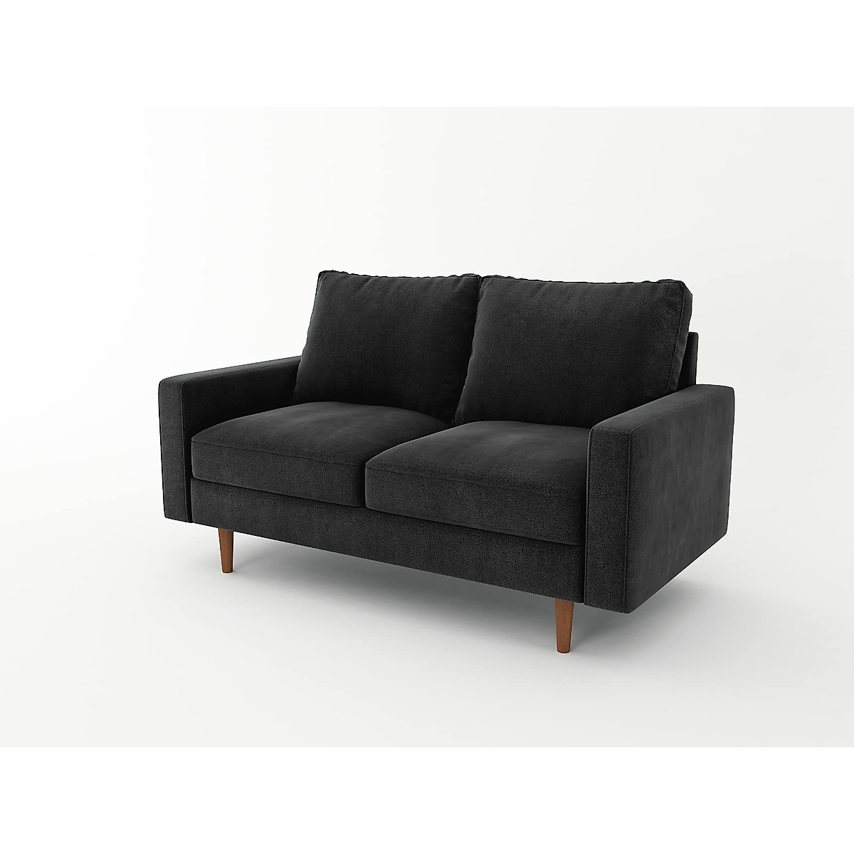 SILKIR 2-Person Loveseat Sofa Couch for Living Room | Perfect for: Apartment/Studio/Office & Small Space | Velvet Fabric | Fast and Easy Assembly | Warranty (Black) Modern Contemporary Mid-Century