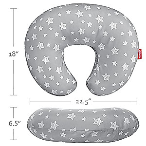 Pillow Cover for Infant Snug Fits Boppy Nursing Pillows, Breastfeeding Nursing Pillow Slipcovers Super Soft, for Breastfeeding Moms, Grey Star