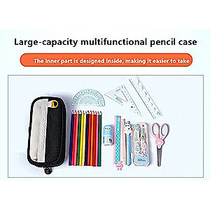 HANXIUCAO Pen Case 3-layer Storage Bag, Portable Pencil Case, Stationery Box, High-quality Zipper Pen Case, Used As A Pen Holder Tool Bag Storage Box (Simple style ，black and gray)