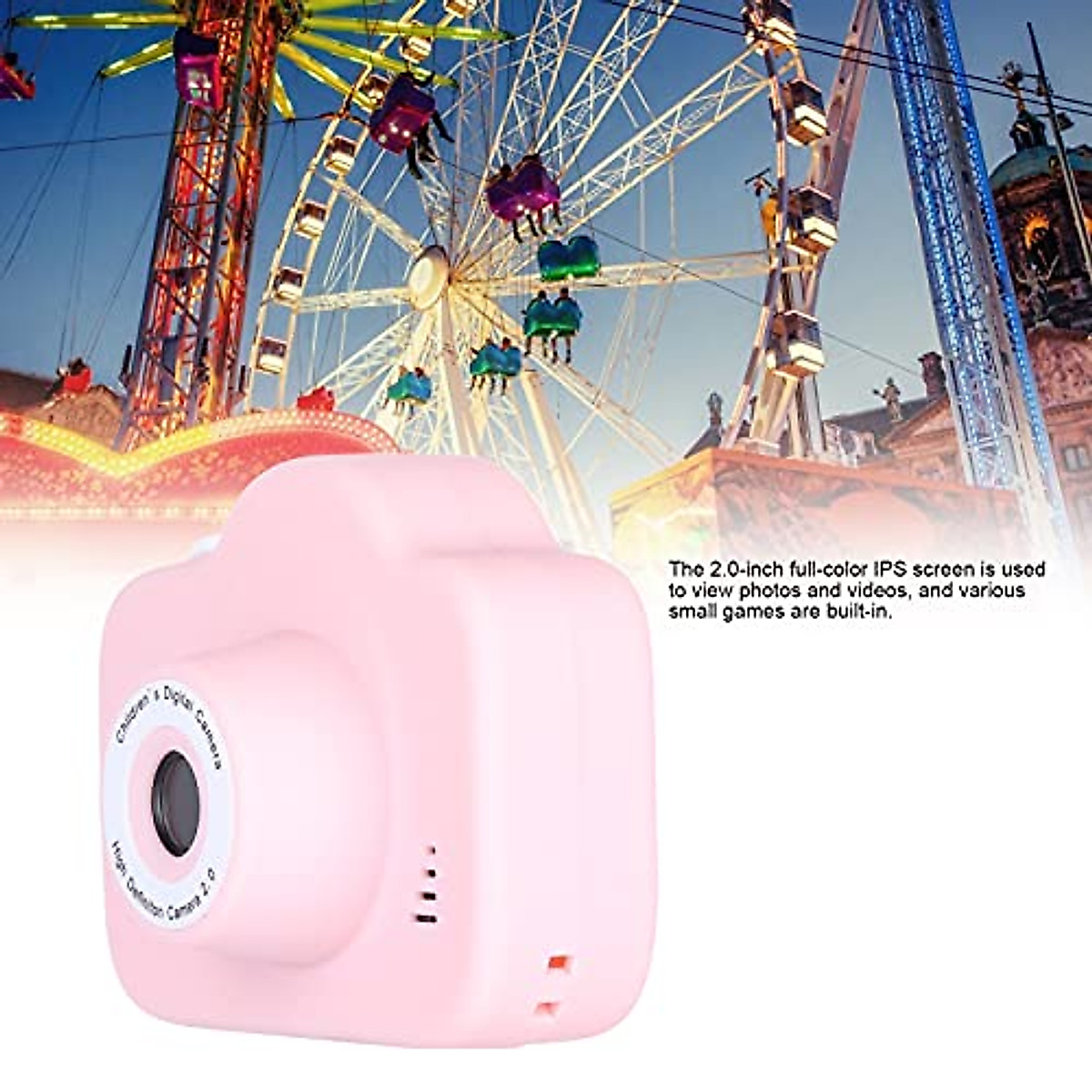 Mini Digital Camera, 1080p Kids Camera, 400mah Battery, Dual Front and Rear Cameras, 2.0 inch Full Color IPS Screen, for Kids Mini Educational Toy Camera (Pink)