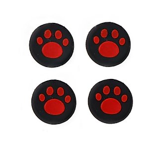 Analog Silicone Thumb Stick Grips Cap Joystick ThumbSticks Caps Cover for PS4 PS3 Xbox One Xbox 360 PS2 Game Controllers (4 x Red Cat Dog Paw)