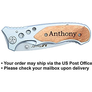 Palmetto Wood Shop Gifts For Him, Laser Engraved Personalized Pocket Knife, Gifts for Husband, Dads, Fathers Day, Valentines, Christmas, Choose from 30 Optional Icons