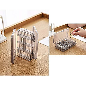 2Pcs Grey Double Layer Plastic Jewelry Box Organizer Storage Container for Earrings, Necklaces, Rings, Bead, Fishing Tackle, Jewelry, Pins, Hair Clips, Screws, Small Items Craft Box Case (10 Grid)