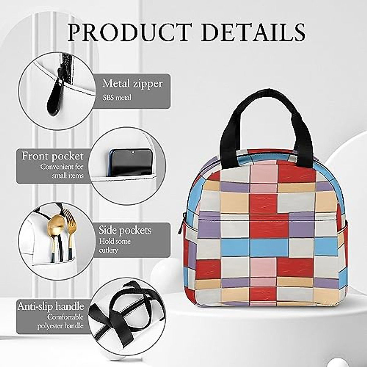 LUCYSMARTSHOP Pink Small Lunch Bag Flower LunchBox for Girl Teen Cute Small Bag,Children Girl Christmas Wishes, Teen Girl 10-12 Christmas Gifts Girl BigKid Gift Idea (Pink Tuilp Checkerboard)