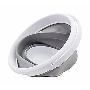 SAMMART 5.5L (1.4 Gallon) Set of 3 Collapsible Plastic Bucket - Foldable Round Tub - Portable Fishing Water Pail - Space Saving Outdoor Waterpot. (Grey & Latte & Orange Red)