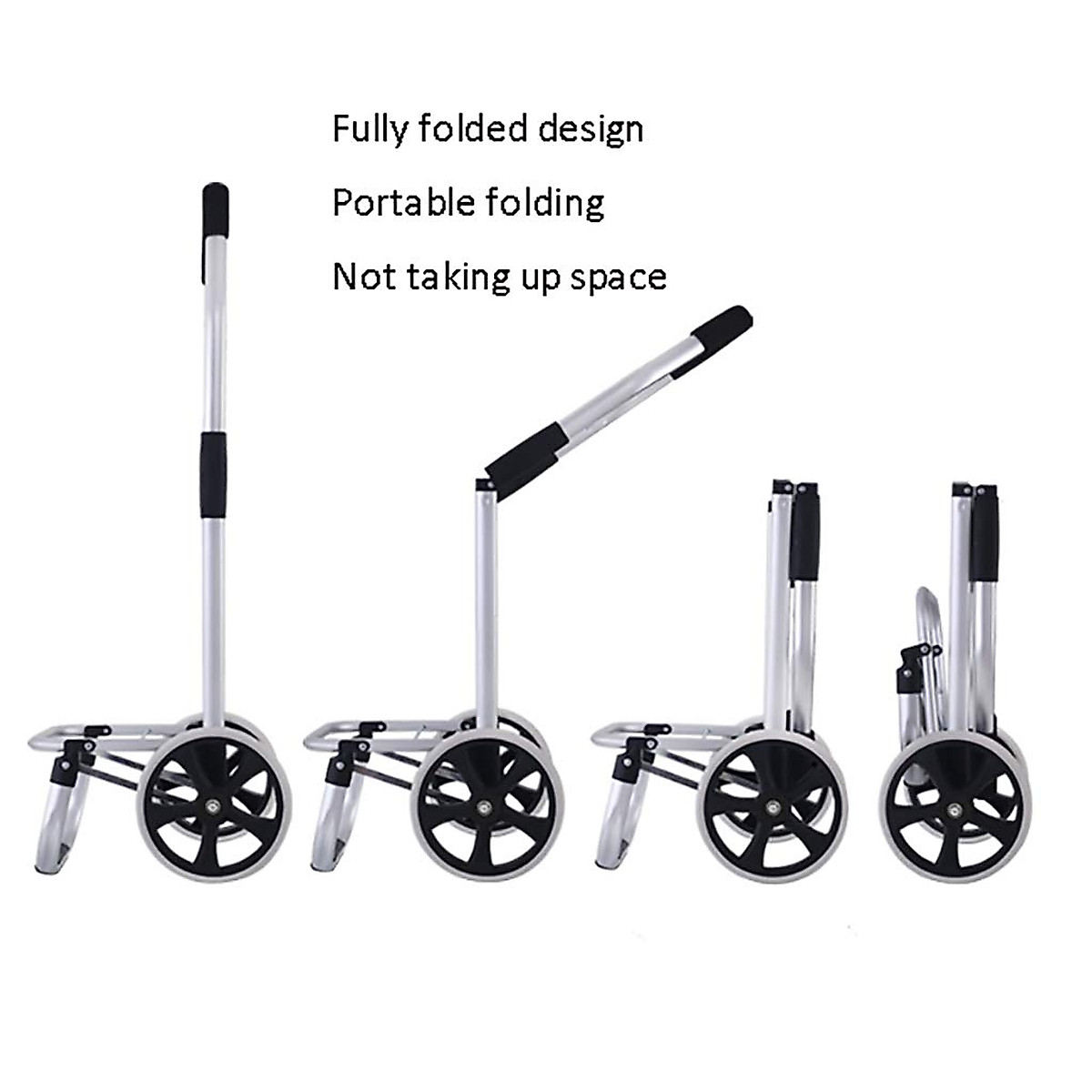 Shopping Trolley,Foldable Shopping Cart 2 Wheels Climbing Trolly/Aluminum Alloy/Waterproof Shopping Bag/Collapsible Push Pull Carts 45L