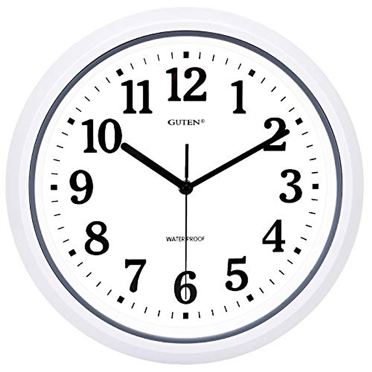 Caysie 12 Inch Indoor Outdoor Waterproof Wall Clock, Silent Non-Ticking Battery Operated Quality Quartz Round Clock for Patio, Pool, Home Decor (Gray)