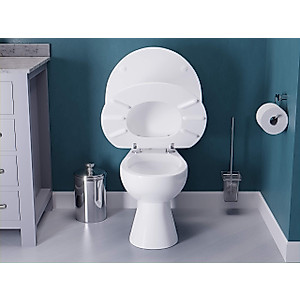 ANZZI XL Comfort Round Oversized Toilet Seat with Cover, Durable High Grade Plastic and Stainless Steel Hinges 800 Pound Capacity Closed Toilet Seat in White (T1-AZ301WH)