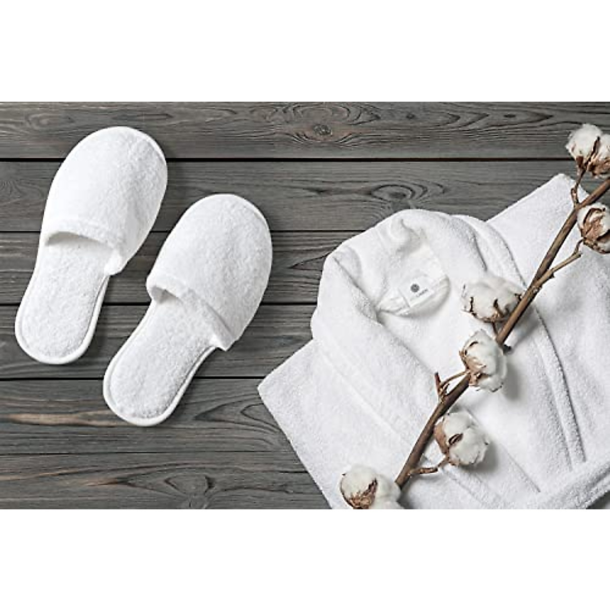BIOLINEN Luxury Cotton Terry Shawl Bathrobe Collar Robe with Slippers Bathrobe for Men & Women 100% Combed Terry Unisex Spa Robe - Premium Quality Bathrobe