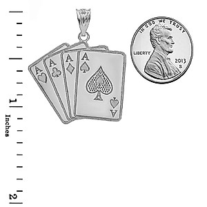 Certified 925 Sterling Silver Personalized Engraved Four of a Kind Aces Playing Cards Name Pendant