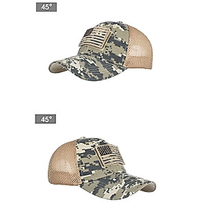 Anna-Kaci Camouflage Trucker Special Tactical Operator Forces USA Flag Patch Baseball Cap, Grey camo, OneSize
