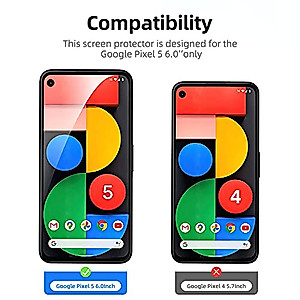 NEW'C Pack of 3, Glass Screen Protector for Google Pixel 5 5G, Anti-Scratch, Anti-Fingerprints, Bubble-Free, 9H Hardness, 0.33mm Ultra Transparent, Ultra Resistant Tempered Glass