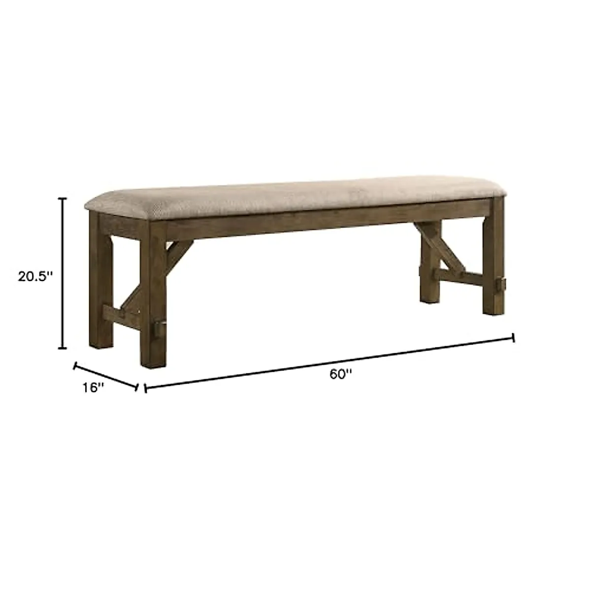 Roundhill Furniture Raven Wood Fabric Upholstered Dining Bench, Maple