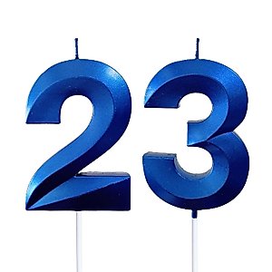 2.76" 23rd 32nd Number Candles Birthday Gifts for Women Men Birthday Decorations Birthday Candles Numbers Happy Birthday Candles for Cake 2 Candle for Women for Men (Blue)