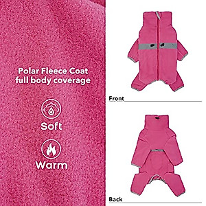 IDOMIK Dog Winter Coat Polar Fleece Clothes Windproof Full Body Pullover Jacket,Pet Cold Weather Warm Vest Onesie Jumpsuit Pajamas Apparel Outfit,High Collar Reflective Snowsuit Sweater For Small Dogs
