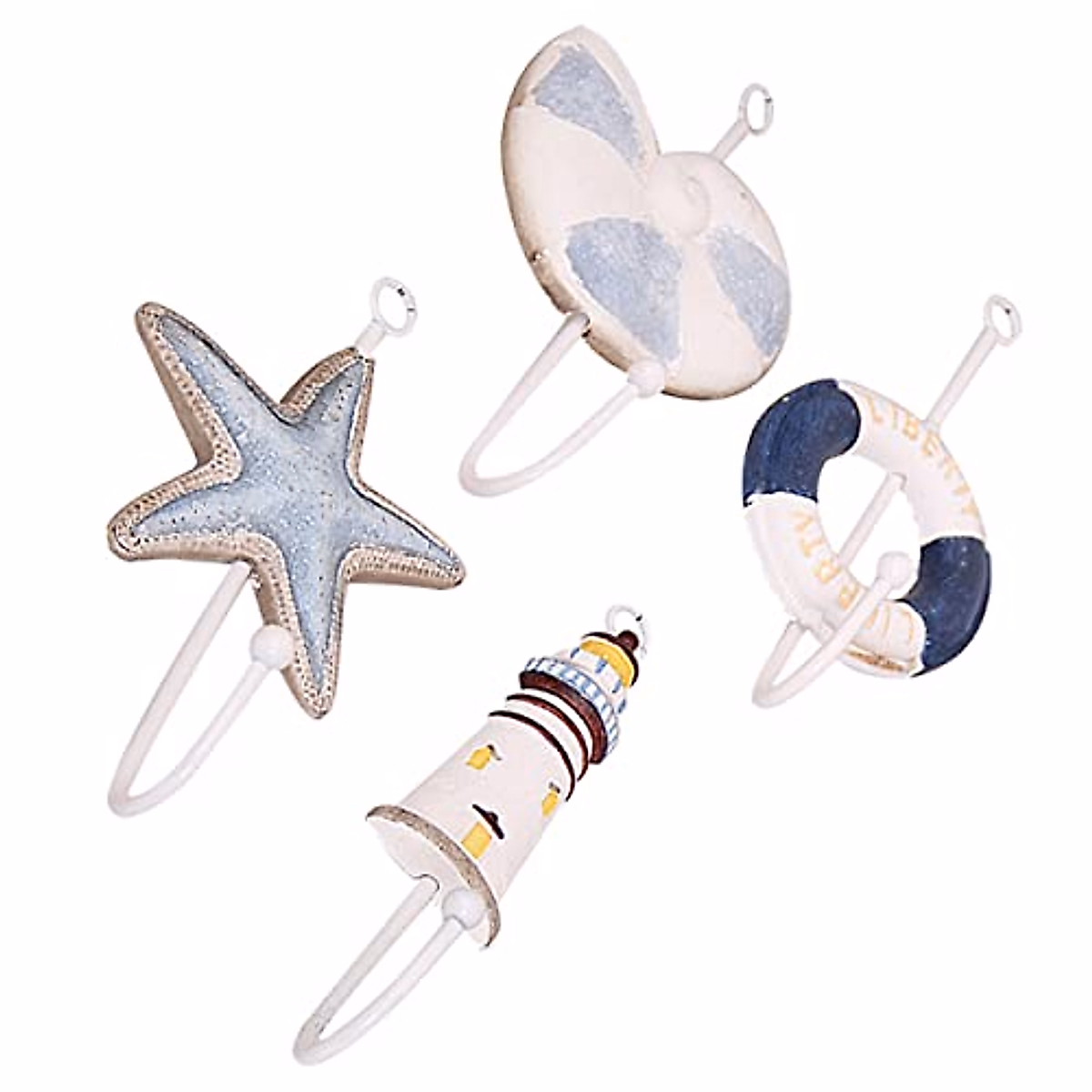 Cabilock 12pcs Kitchenrandom Lifebuoy Iron Coat Decorations Random Decor Hanger Star Decoration or Nautical Rustic Hat Metal Towel Wall Hanging Beach Mediterranean Hooks Key Sea Themed