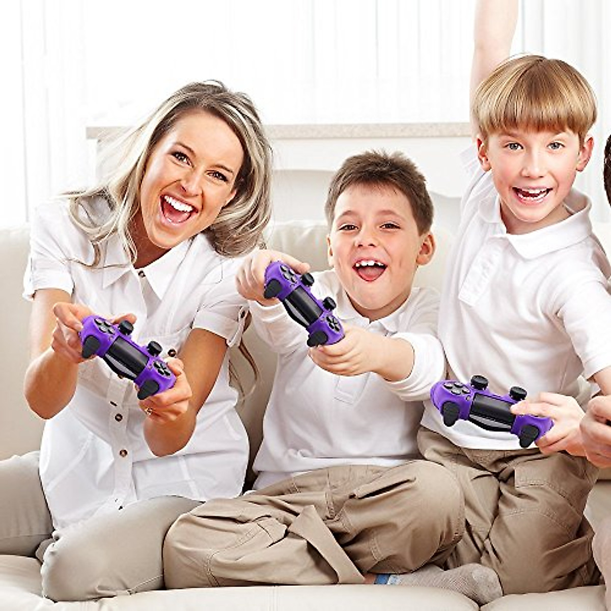 PS4 Controller Grip Skin Anti-Slip Silicone Case Cover for Sony Playstation 4 PS4/Slim/Pro Controller with 8 x FPS Pro Thumb Grips (Purple)