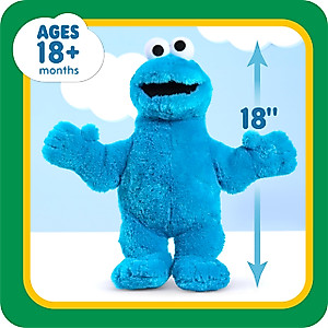SESAME STREET Big Hugs 18-inch Large Plush Cookie Monster Stuffed Animal, Blue, Pretend Play, Kids Toys for Ages 18 Month by Just Play