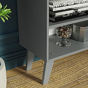 Madesa Compact TV Stand Cabinet with 4 Shelves and Cable Management for 50, 55 Inch TV Media Storage Unit Living Room and Bedroom Modern Wooden Television Media Console - Grey