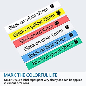 GREENCYCLE 6-Pack Compatible Label Tapes Replacement for Brother TZ TZe 231 131 431 531 631 731 P Touch Laminated 12mm 0.47 Inch Multi Color, Work with P Touch PTH100 D200 D210 1290 Label Maker