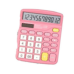 MJWDP 12 Digit Desk Calculator Large Buttons Financial Business Accounting Tool Rose Red Color for Office School
