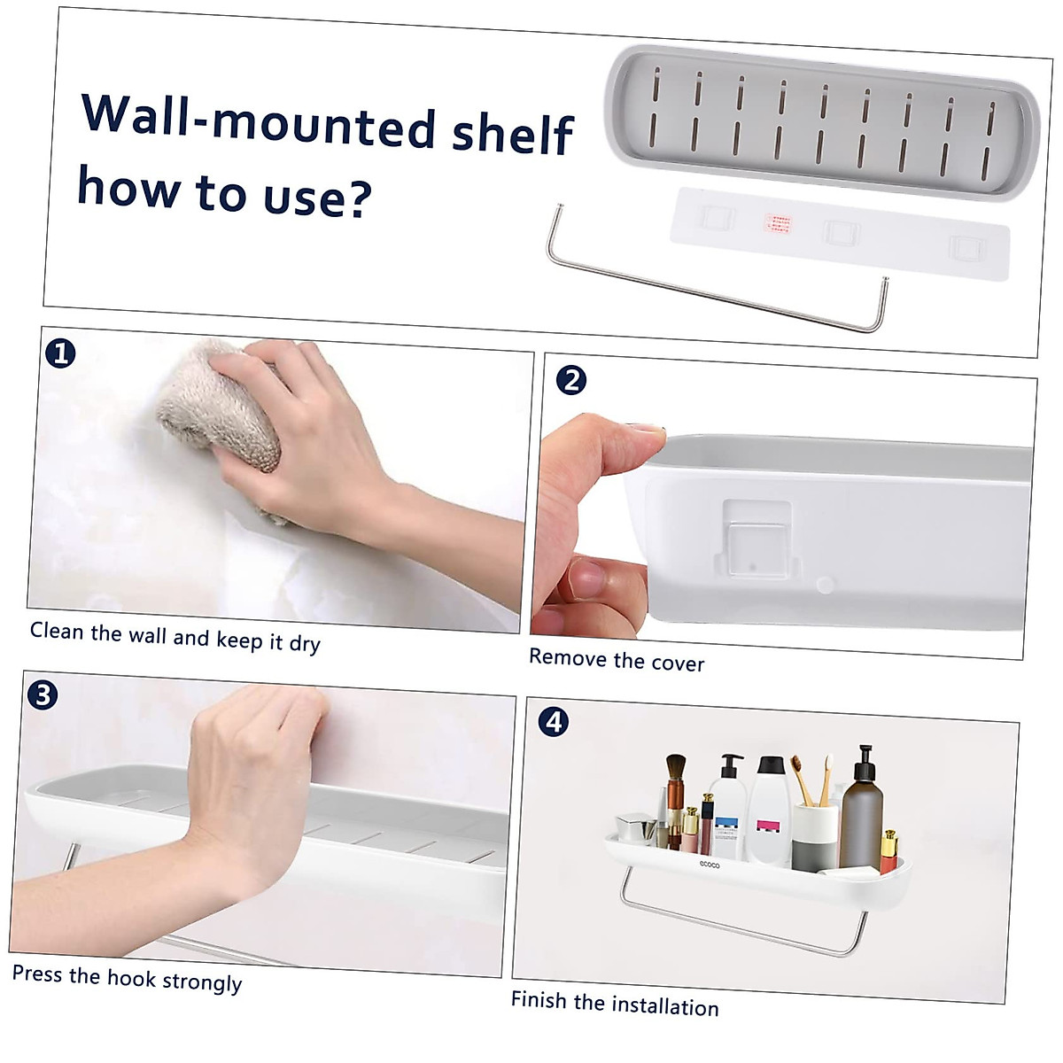 Yardenfun 1pc Bathroom Shelf Stainless Steel Towel Rail Kitchen Storage Baskets Bathroom Shower Bathroom Towel Racks Wall Towel Holder Wall Mounted Sundries Organizer Bracket Hanging