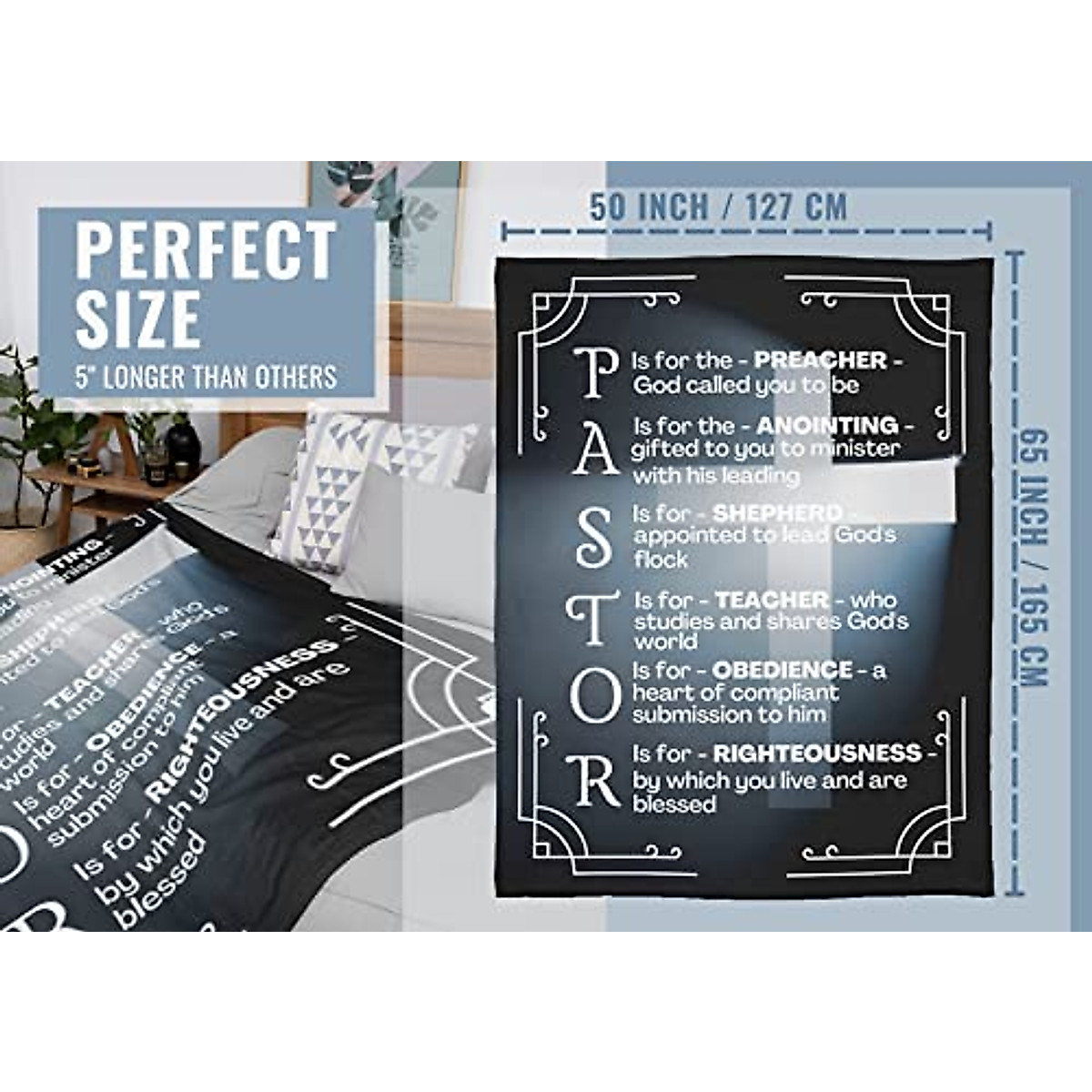 InnoBeta Pastor Appreciation Gifts for Men, Throw Blanket, Presents for Christmas, Pastor Appreciation Day, Birthday, Father's Day - 50" x 65" - Cross