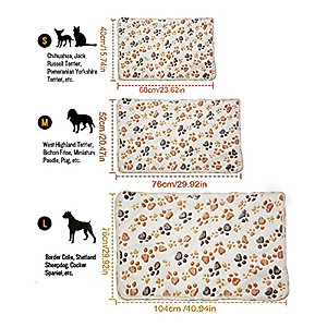1 Pack 3 Puppy Dog Blankets Super Soft Warm Sleep Mat Fluffy Premium Fleece Pet Blanket Flannel Throw for Dog Puppy Cat - White Paw Print Small(23"x15")