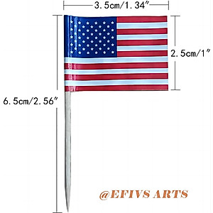 Efivs Arts 100 Pcs 4th of July American Toothpick Flag Toppers Cake Decorations Independence Day Patriotic Cupcake Toppers Picks for Army Graduation Party Supplies