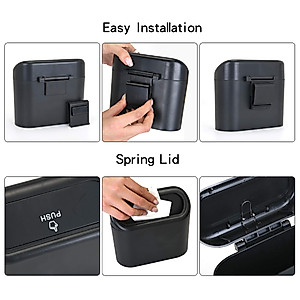 CZWL&HG Portable Hanging Mini Car Trash Can,Wastebasket Trash Can with Lid, Plastic Desktops Trash Can, Garbage Can for Car Office Home,Waterproof Odorless Garbage Can (Black, 1)