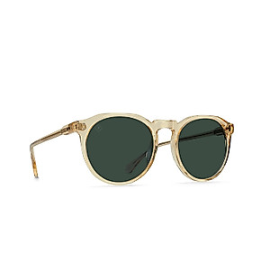 RAEN Ð Remmy Ð Unisex Retro Round Sunglasses UV Protection - Champagne Crystal/Green Polarized Lens (Size 52 MM)