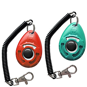 HoAoOo Pet Training Clicker with Wrist Strap - Dog Training Clickers (New Red + Bluegreen)