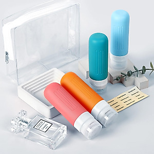 Meartchy 4 Pack Travel Bottles for Toiletries, 3oz Leak Proof Silicone Travel Size Toiletries Bottles, BPA Free Squeezable Travel Size Containers, TSA Approved Travel Essentials (Multicolor)