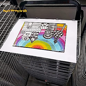 15 Shelves Art Drying Rack Wire Drying Rack Metal Steel Art Organizer Mobile Painting Drying Shelf with 3 Wheels for Schools and Art Clubs, 4K Paper Shelves 21.2 X 15.3 Inches