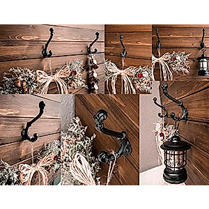 0-moyi 5 Packs Vintage Decorative Hooks Cast Iron Wall Wood Mounted Hooks Sturdy for Farmhouse Coats Bags Hats Towels(Screws Included)