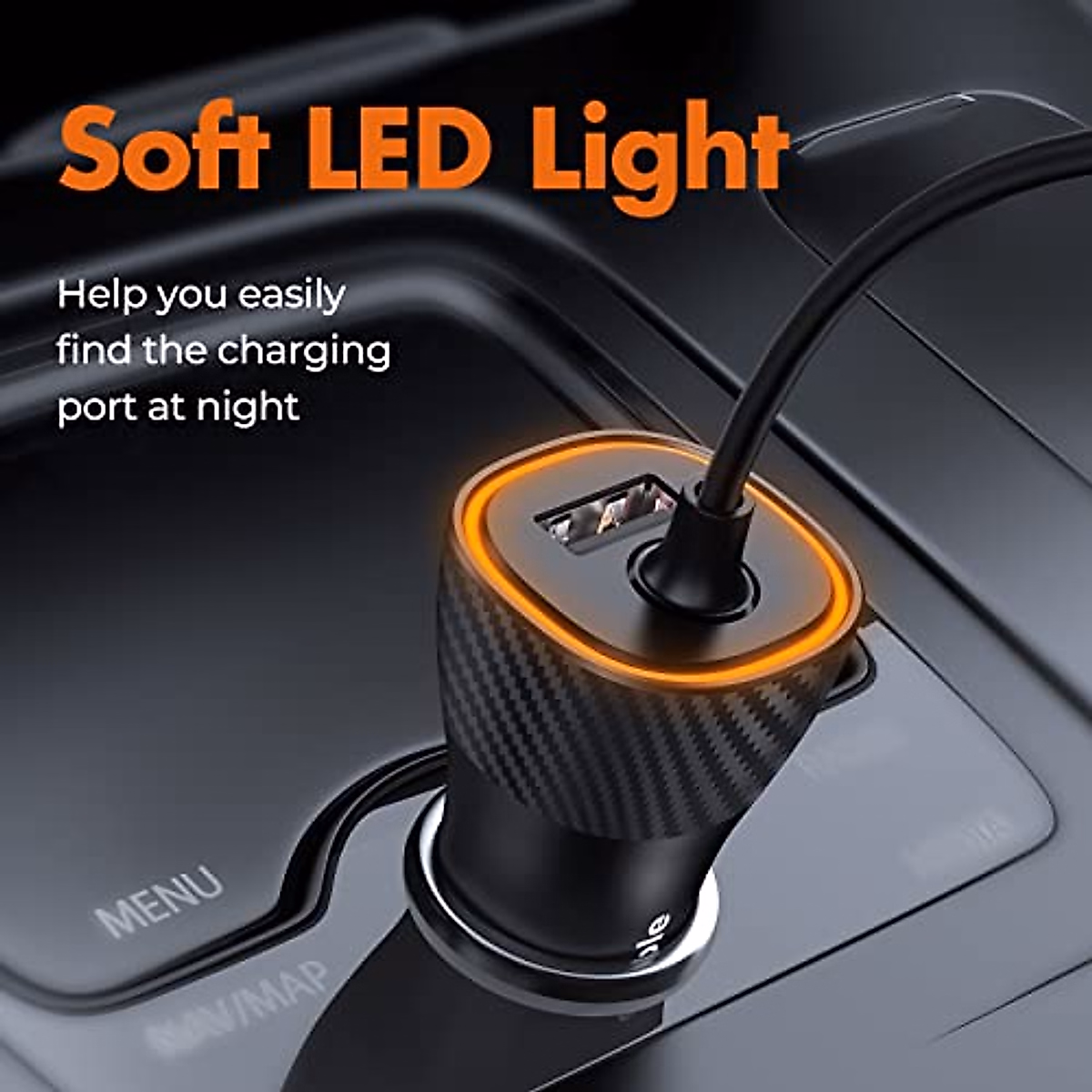 32W iPhone Car Charger - UNBREAKcable [PD 20W Quick Charge] [Apple MFI C94 Certified] Phone Cigarette Lighter with Built-in Coiled Lightning Cable for Apple iPhone 14/13/12/11/Xs/XS Max/XR/X/8