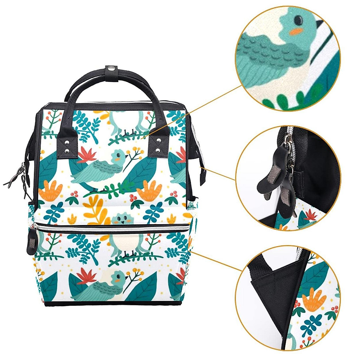 Cute Tit Bird Diaper Bag Backpack Baby Nappy Changing Bags Multi Function Large Capacity Travel Bag