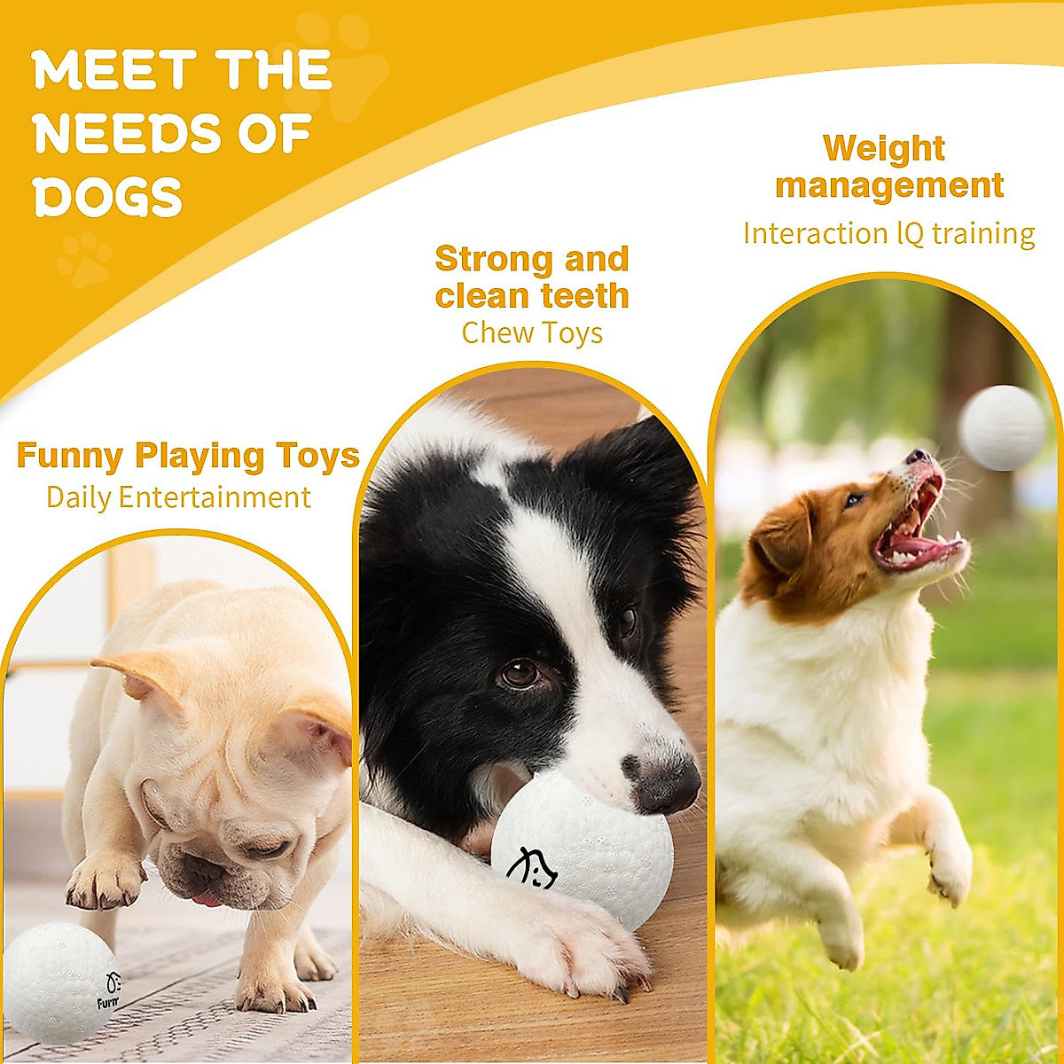 Furmatic Dog Toys for Aggressive Chewers, Indestructible and Interactive Tennis Balls for Dogs, Ideal Herding ball for dogs to Chew Fetch Training, for Large Medium Small Dog and Puppies (Small, 2.5")