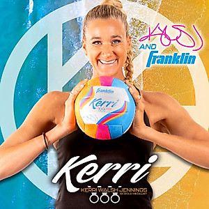Franklin Sports Kerri Walsh Beach + Outdoor Volleyball - Official Size + Weight - Soft Cover Volleyball for Kids + Adults - with Pump + Needle Included