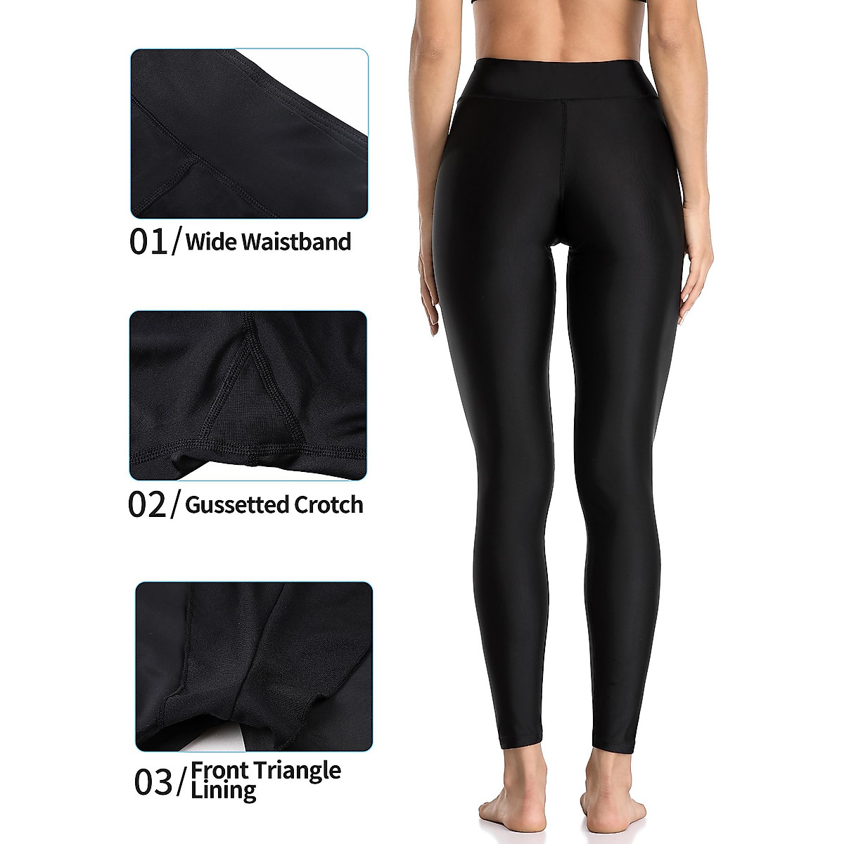 ATTRACO Swim Leggings Women Swimming Pants UPF 50+ Rash Guard Pants Black L