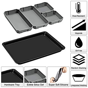 Silicone Sheet Pan Dividers for Cooking, No Stick Easy to Clean Silicone Baking Trays Pans for Oven Air Fryer with a Sheet Pan (4 Dividers, 1 Pan)