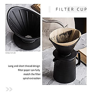 Ceramic Pour Over Coffee Maker, V60 Dripper & Decanter, Hand Brewer Durable Pot, Cone Funnel Coffee Drip with Black Coffee Filter Pot 1-2 Cup