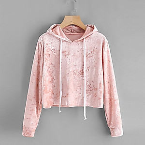 Women Blouse,IEason Womens Long Sleeve Hoodie Sweatshirt Jumper Hooded Pullover Tops Velvet Blouse (L, Pink)